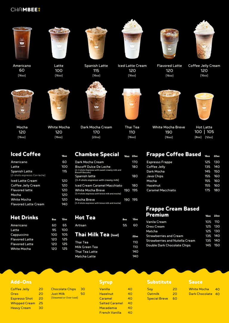 Coffee Menu – Chambee Tea Shop